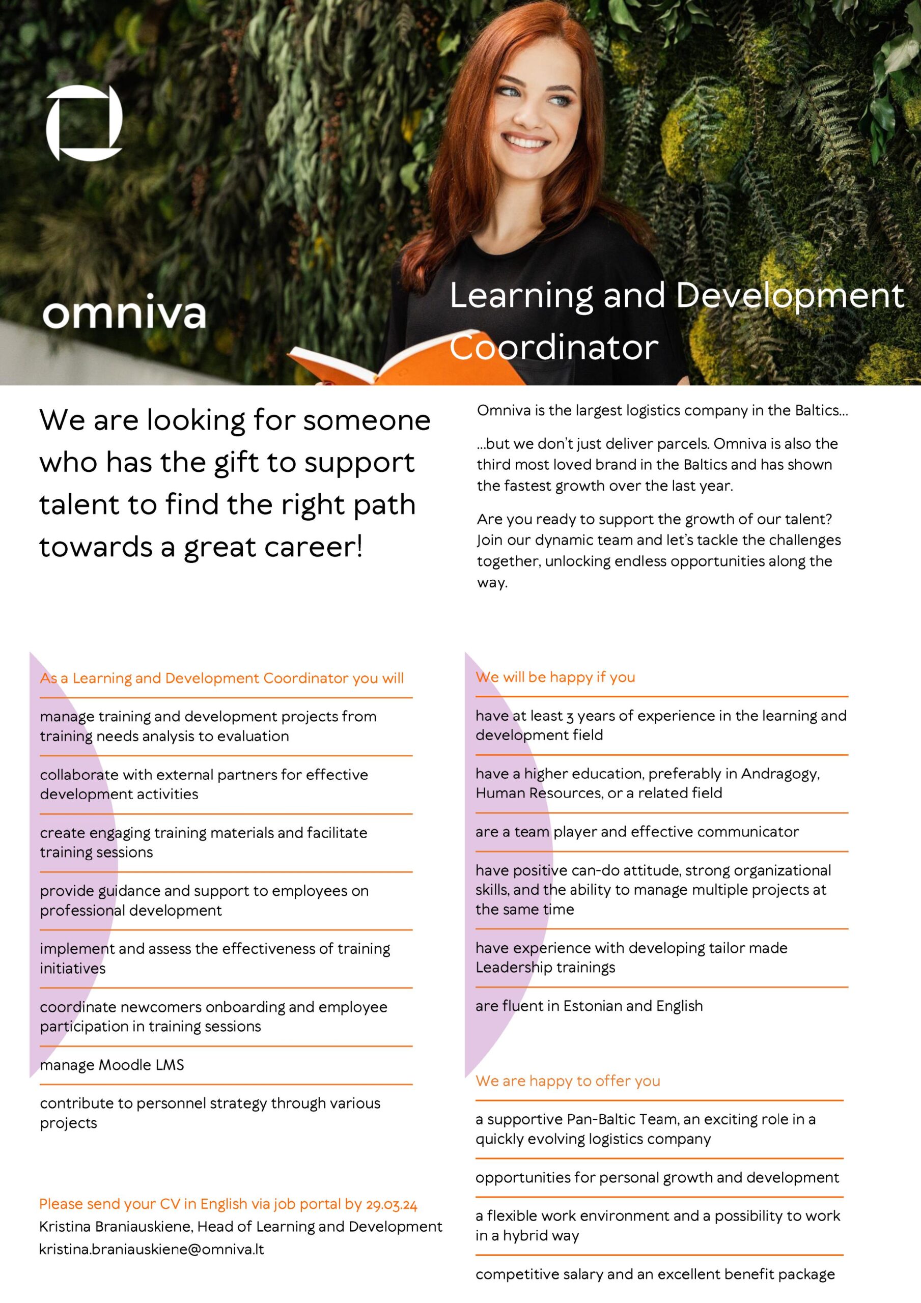 OMNIVA otsib Learning and Development Coordinatorit